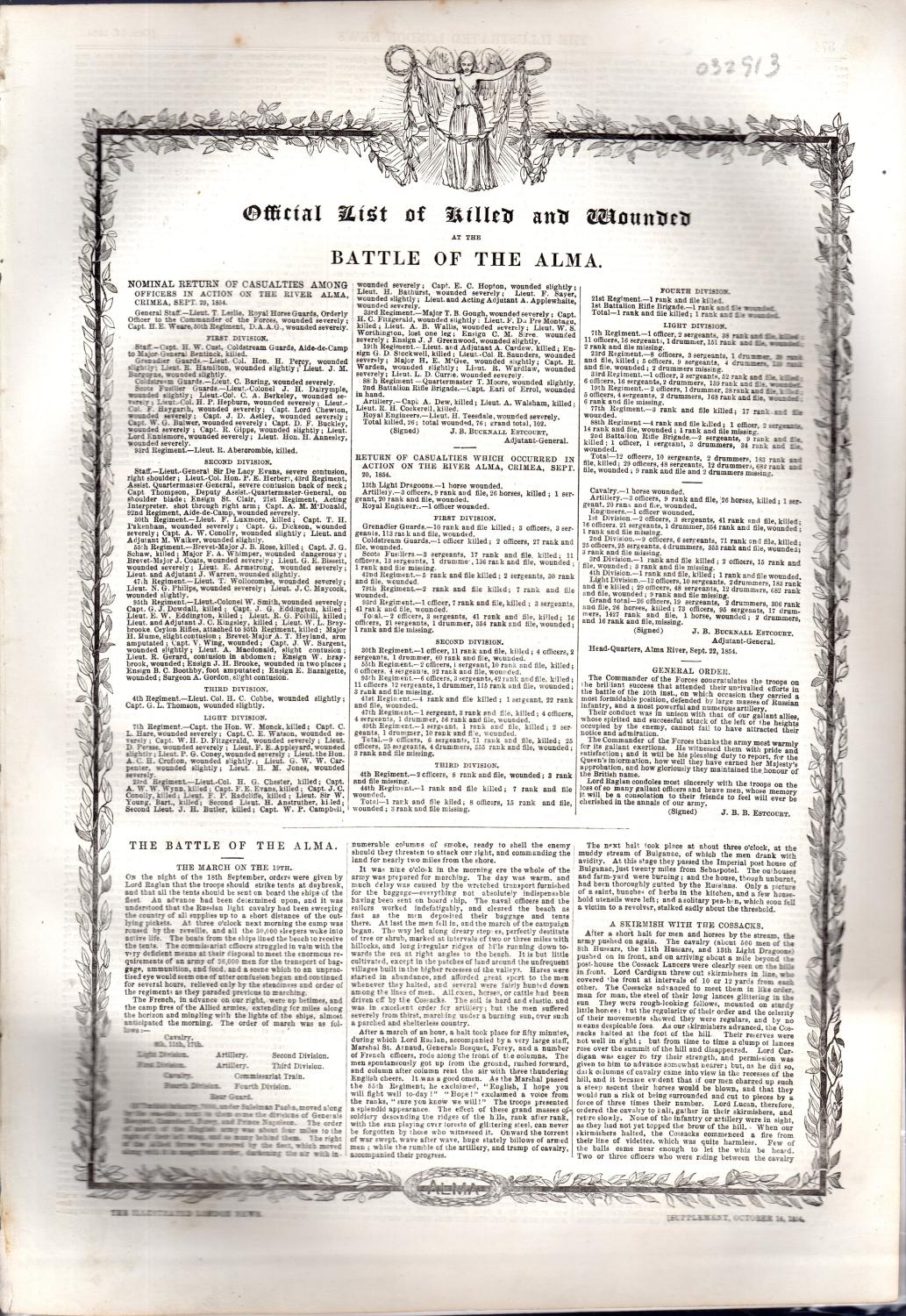 PRINT: "Official List of Killed and Wounded at The Battle of Alma ...