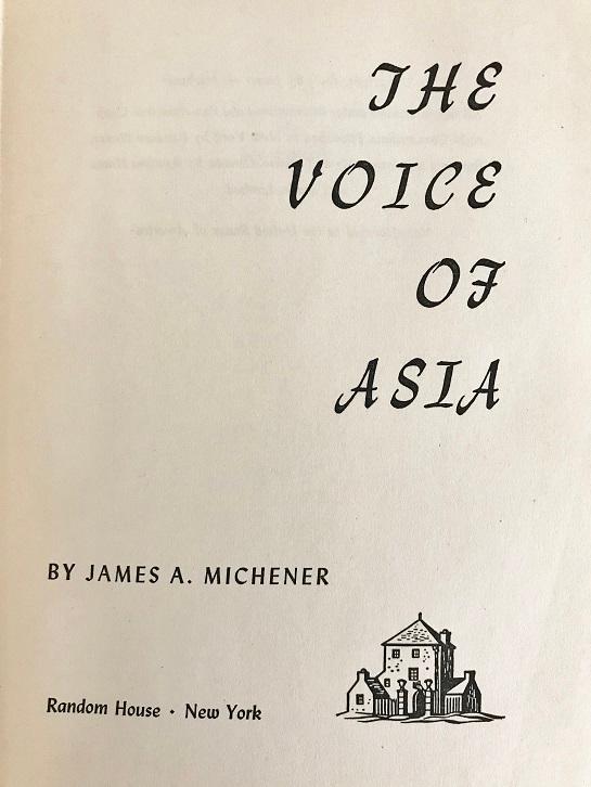 The Voice of Asia by Michener, James A: Fine Hardcover (1951) 1st ...