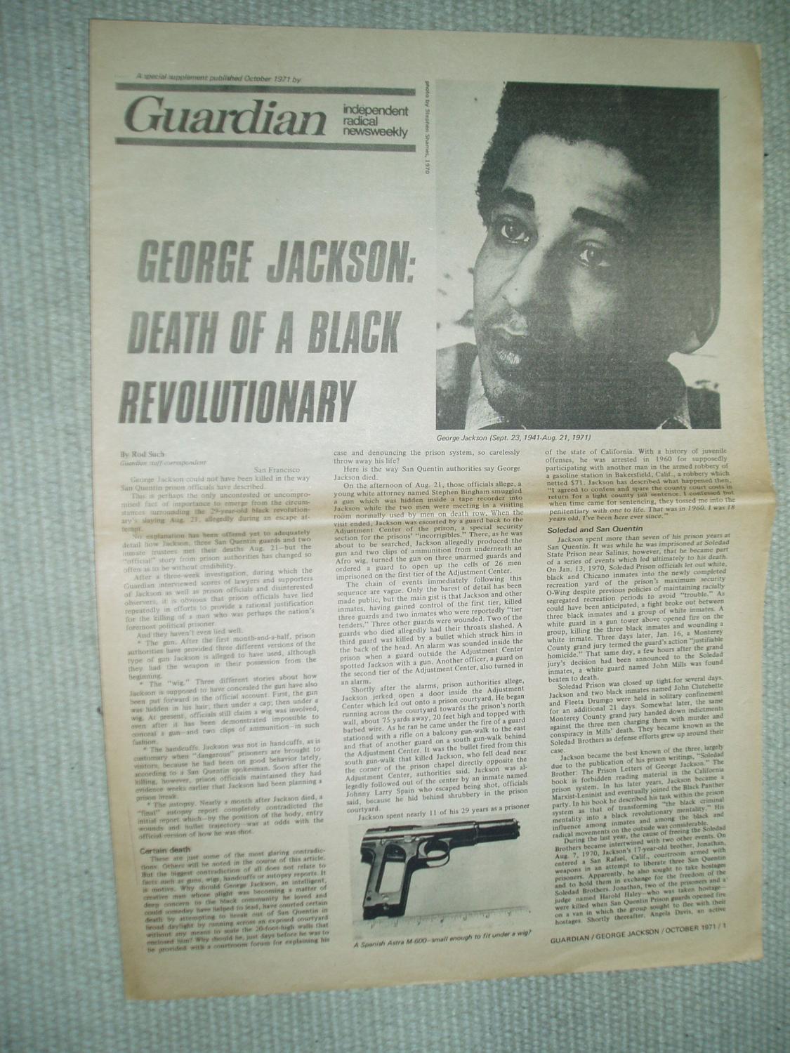 George Jackson : Death of a Black Revolutionary : A Special Supplement ...