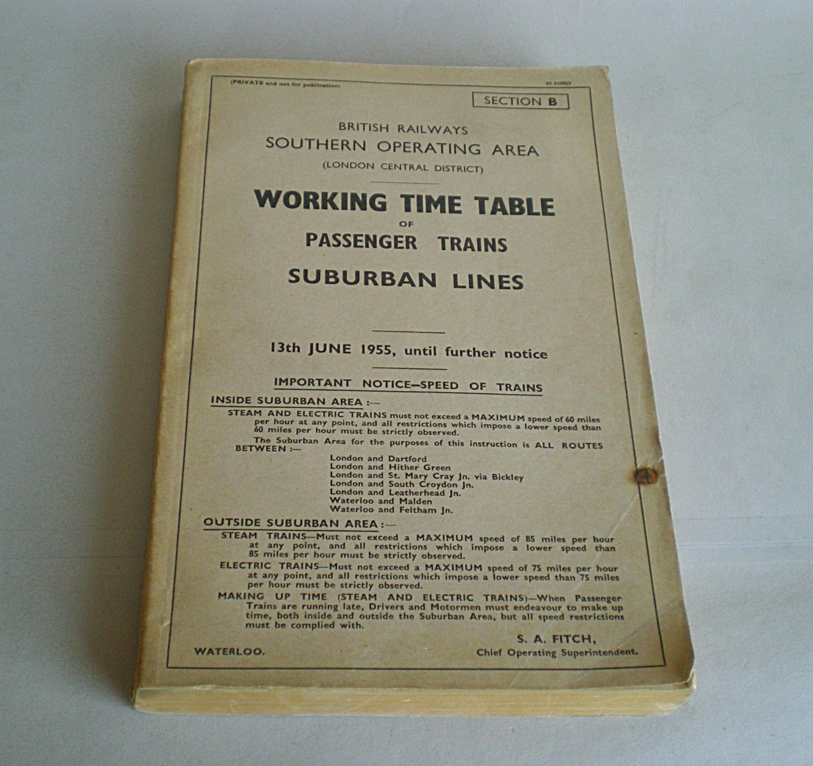 British Railways Southern Operating Area (London Central District ...