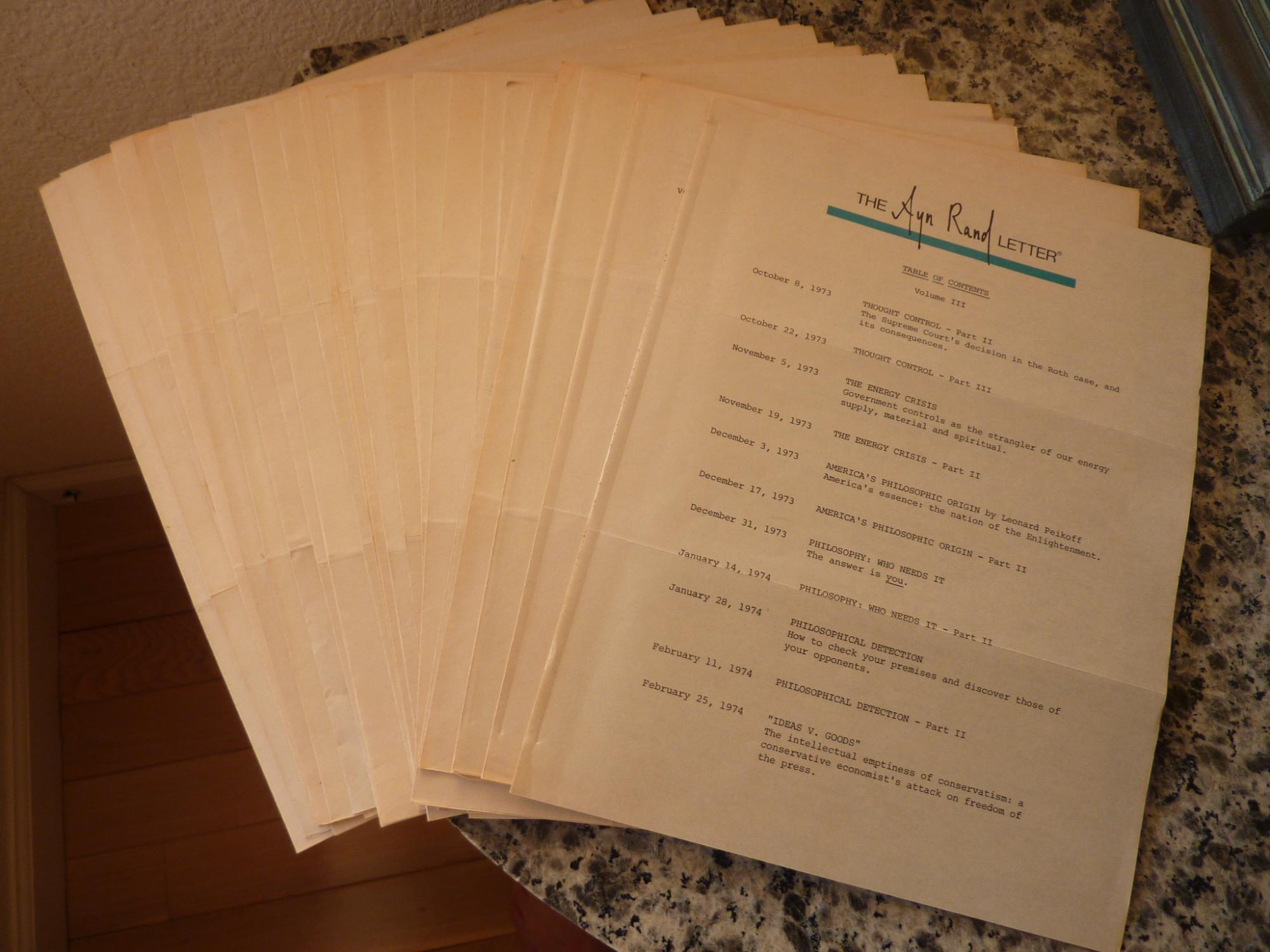 The Ayn Rand Letter by Rand, Ayn: Near Fine No Binding (1973) 1st ...