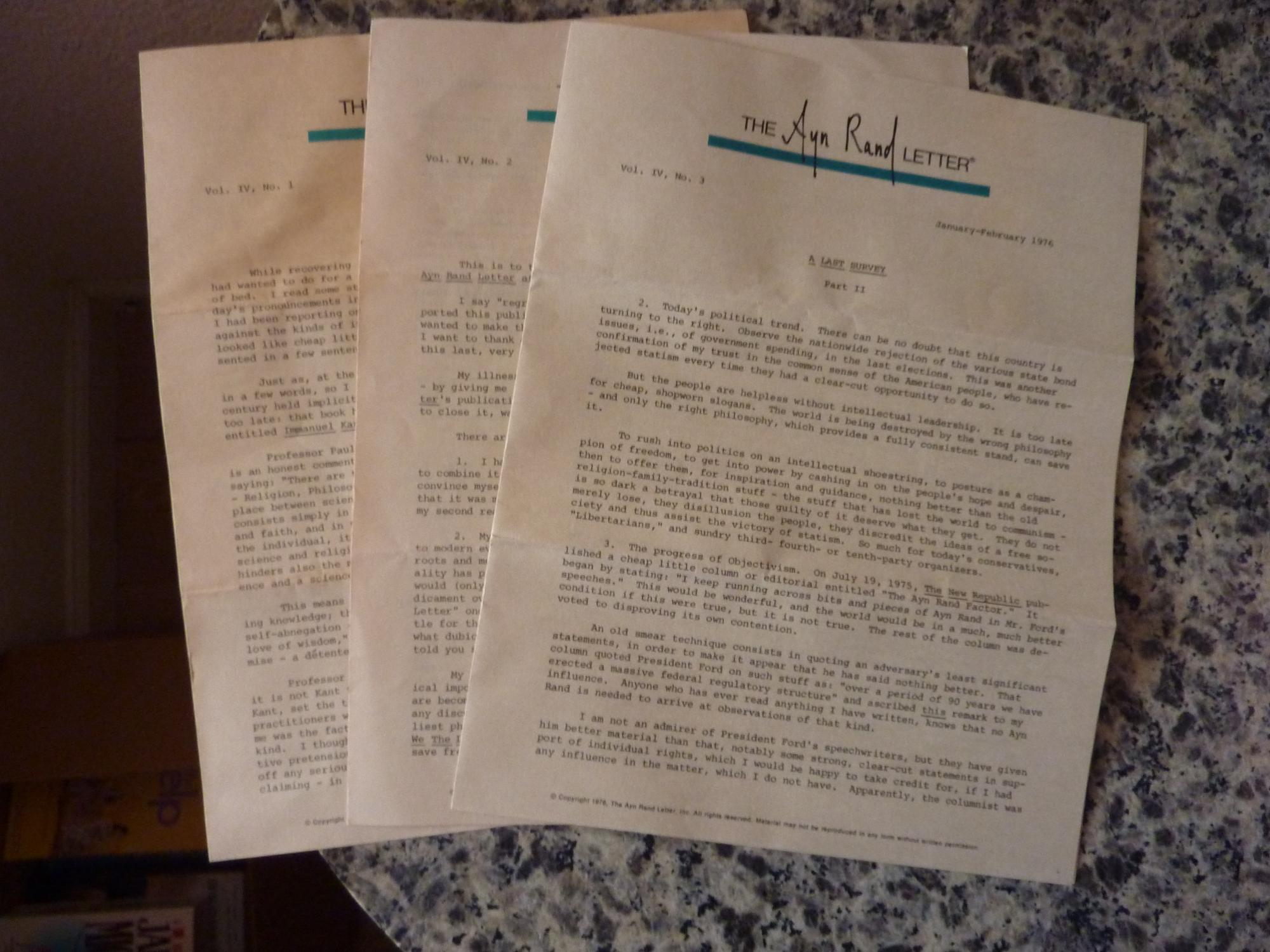 The Ayn Rand Letter by Rand, Ayn: Near Fine No Binding (1975) 1st ...