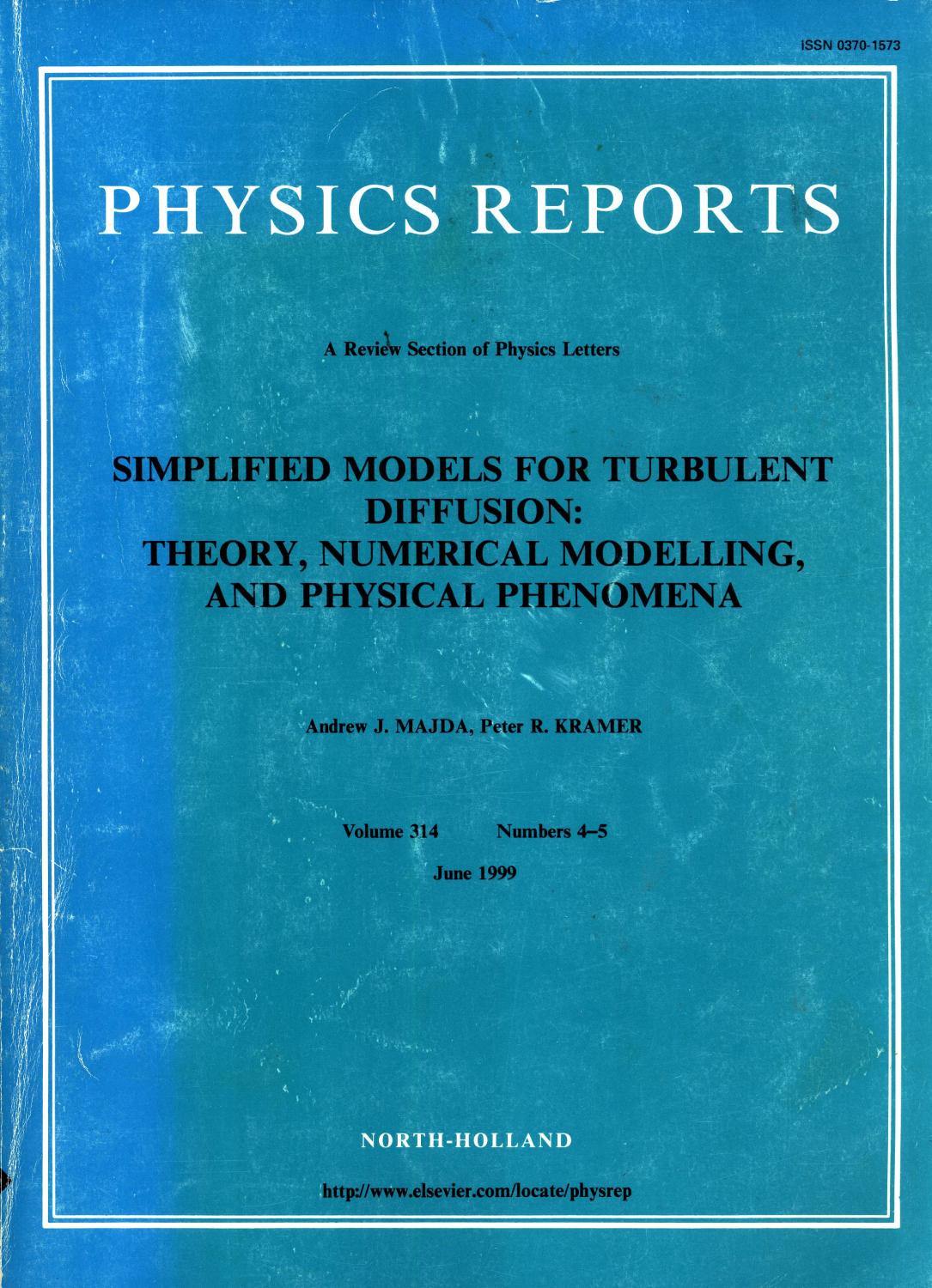 Simplified Models for Turbulent Diffusion: Theory, Numerical Modelling ... Simplified Models for Turbulent Diffusion: Theory, Numerical Modelling ...