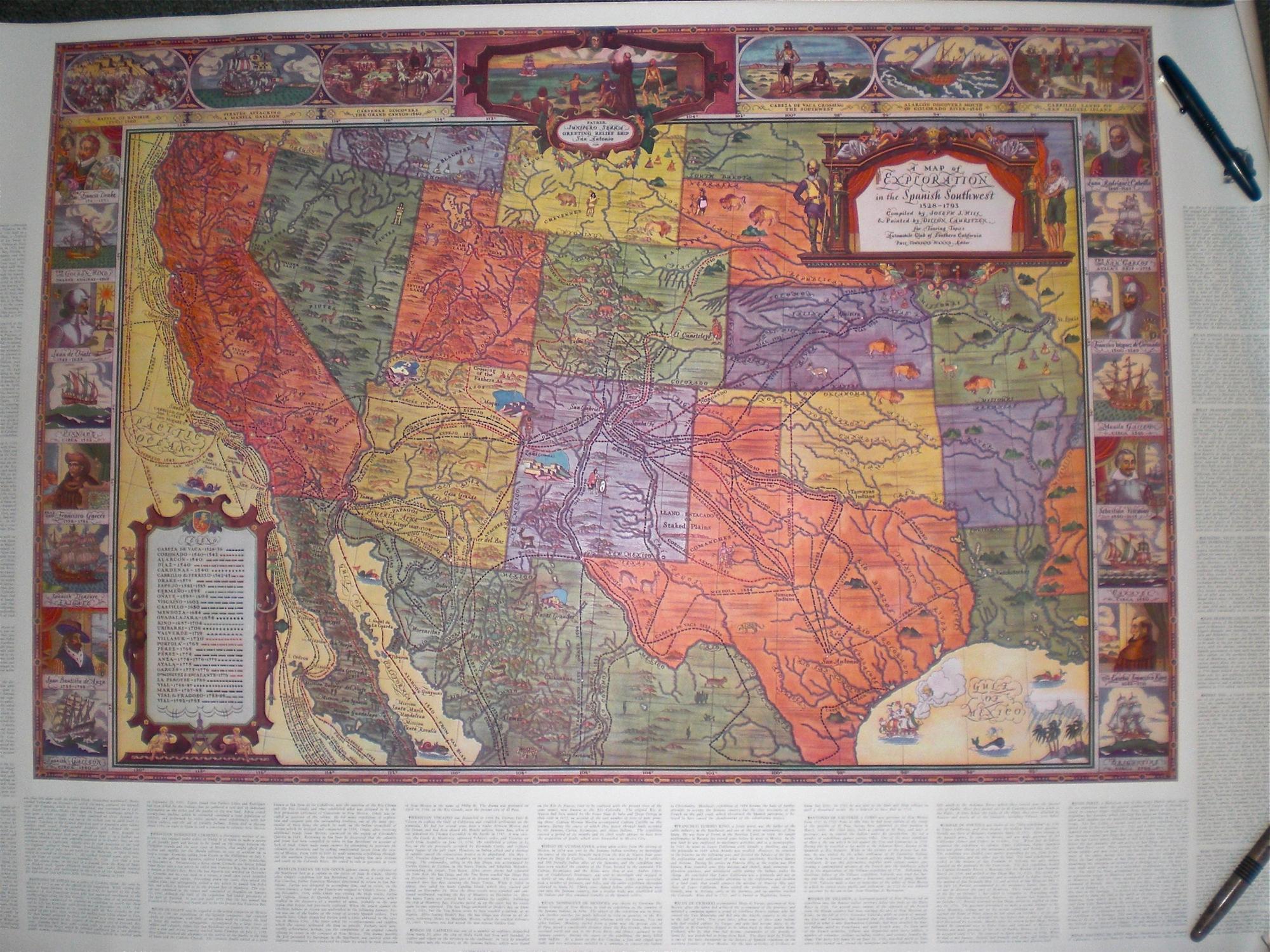 A Map of Exploration in the Spanish Southwest 1528 - 1793 by Hill ...