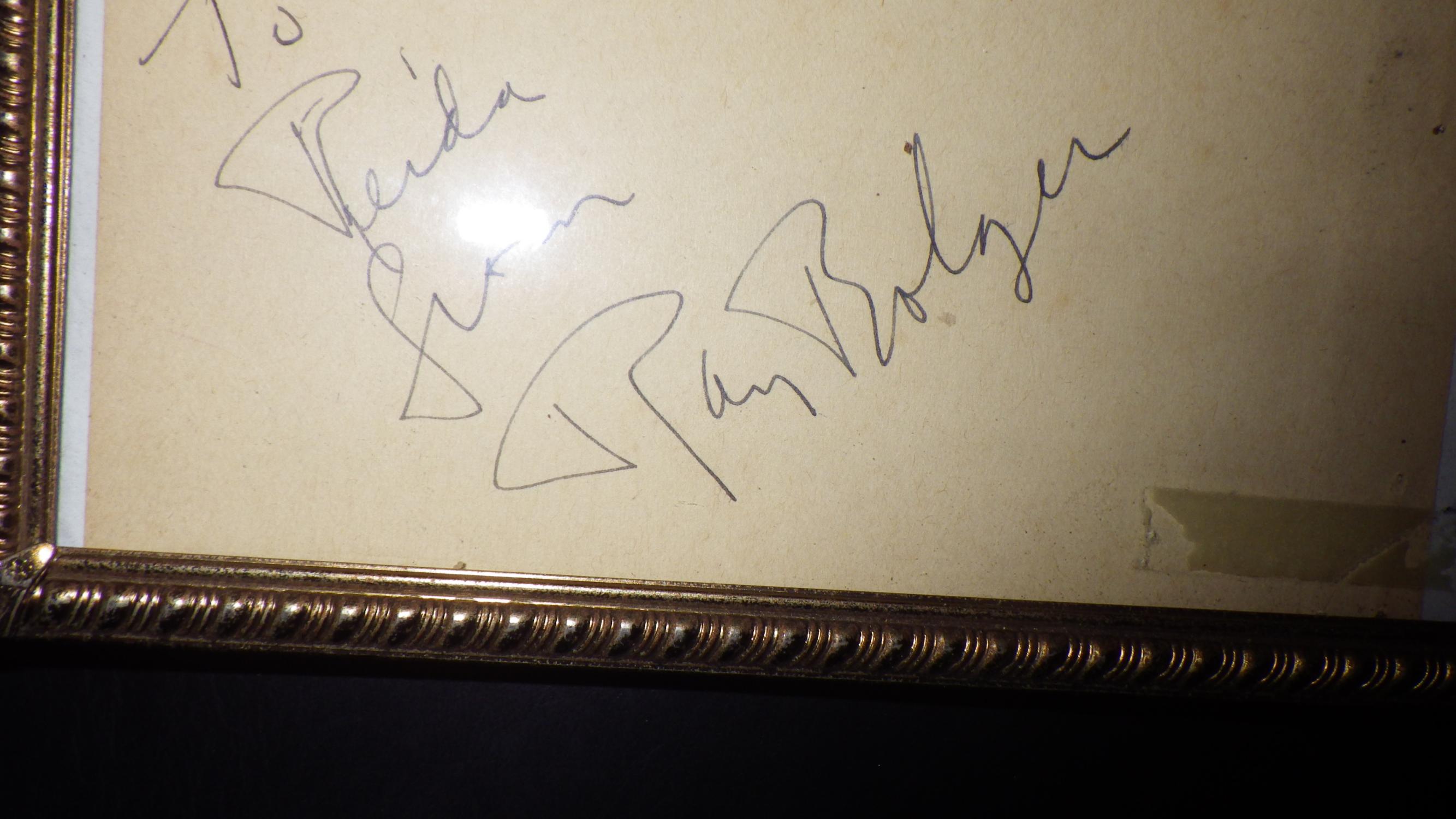 Ray Bolger Signed Inscribed Piece of Paper Framed ( Scarecrow Wizard of ...