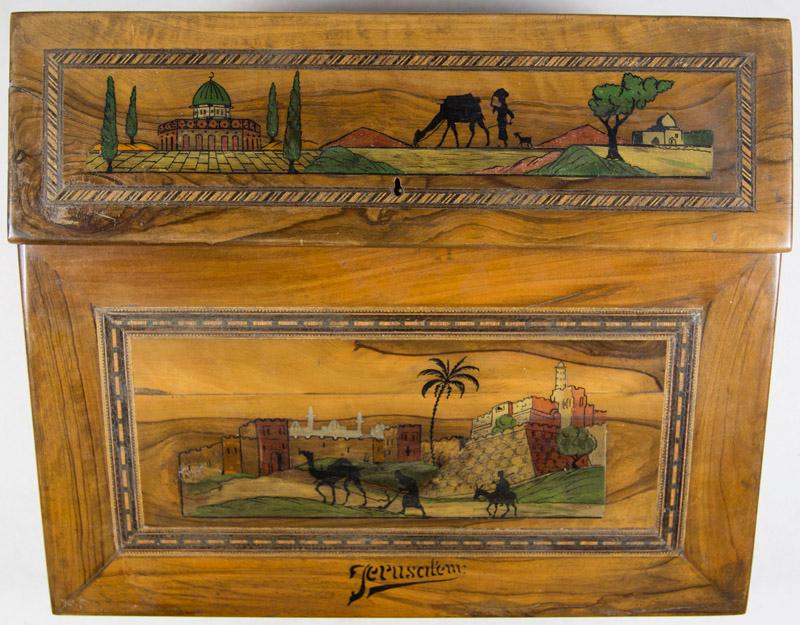 In Laid and Illustrated Olive Wood Palestine Writing Desk by n/a: vg ...