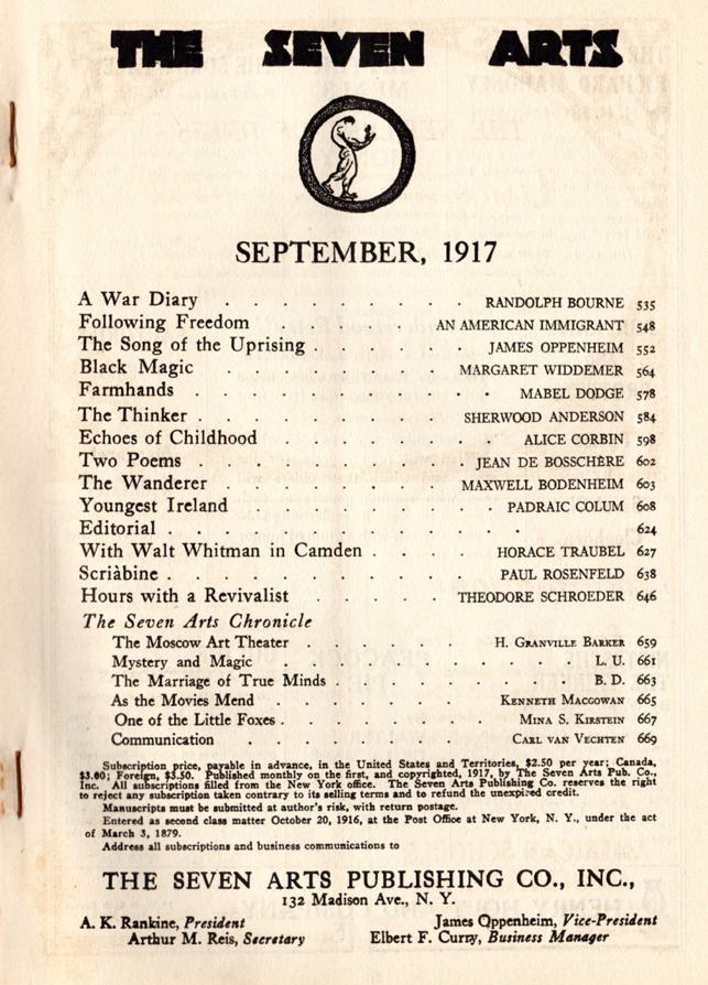 The Seven Arts / September 1917 / Padraic Colum, Randolph Bourne ...