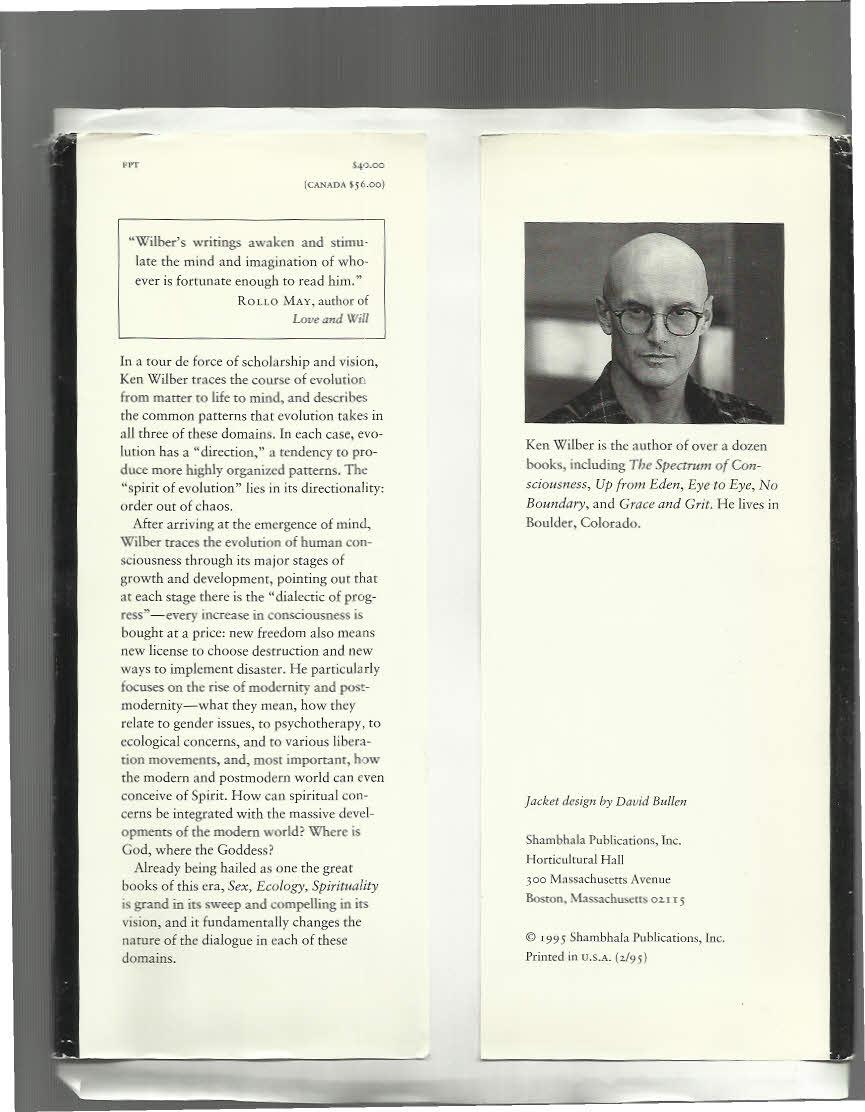 Sex Ecology Spirituality The Spirit Of Evolution De Wilber Ken