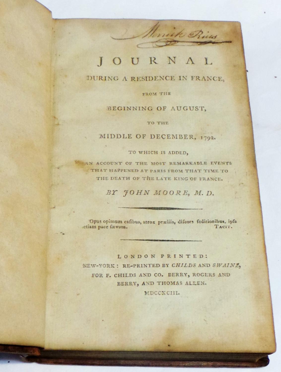 A Journal During A Residence In France, From The Beginning Of August ...