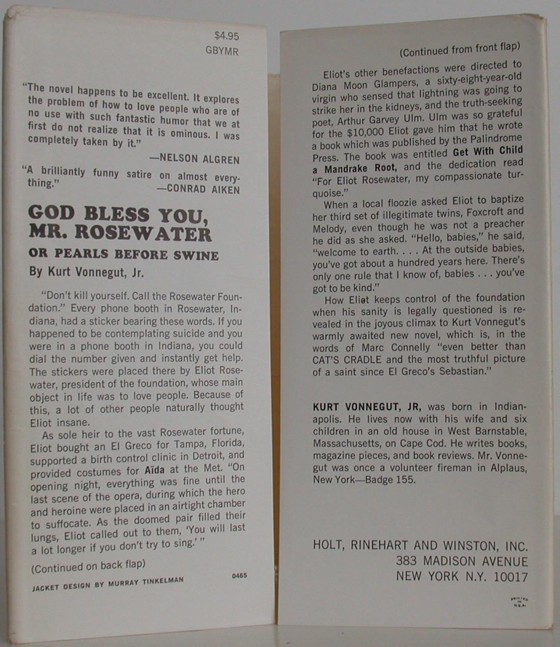 God Bless You, Mr. Rosewater by Vonnegut, Kurt: Near Fine Hardcover ...