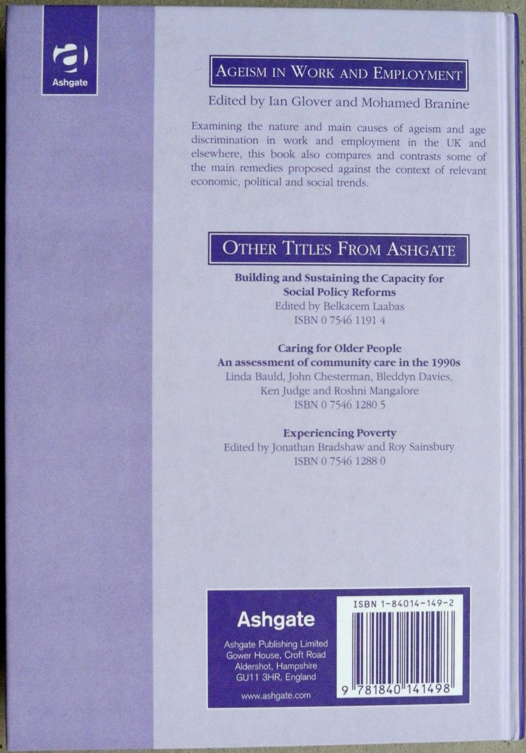 Ageism in Work and Employment by Glover, Ian; Branine, Mohamed: New ...