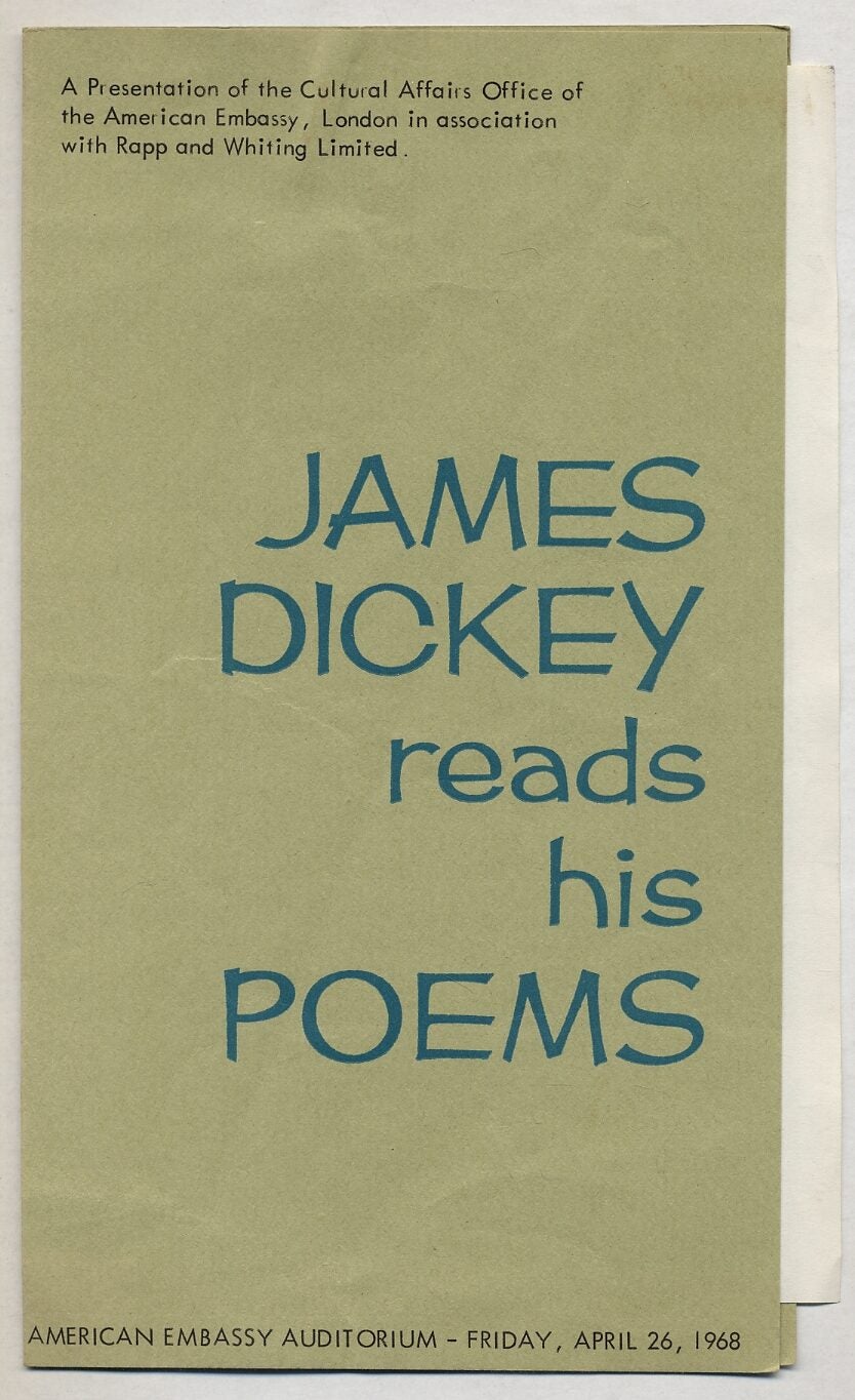 [Program]: James Dickey reads his Poems par (DICKEY, James): Near Fine ...