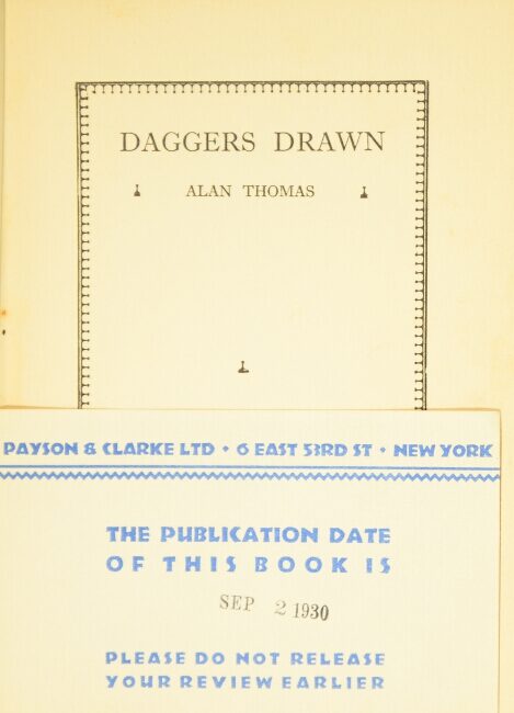 Daggers drawn by THOMAS, ALAN: (1930) | Rulon-Miller Books (ABAA / ILAB)