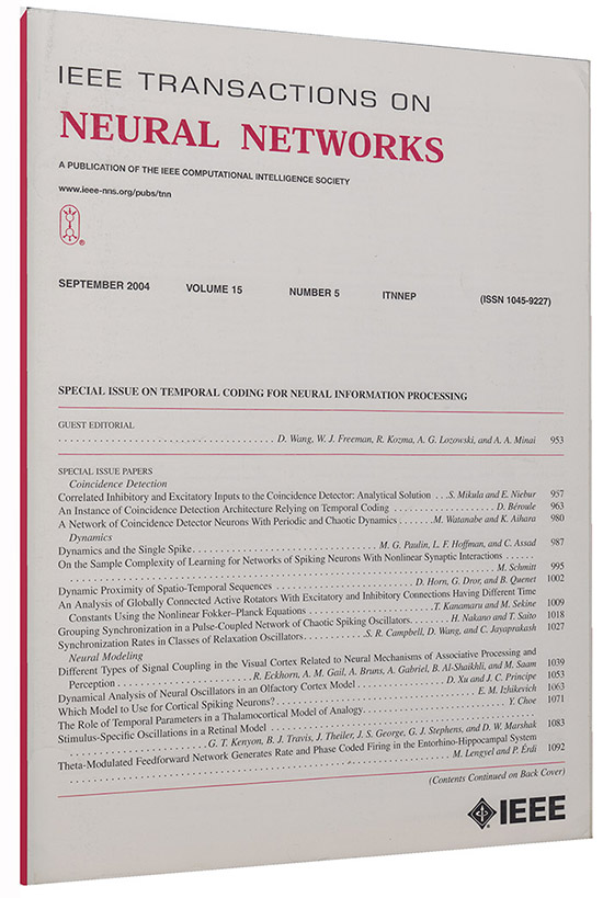 IEEE Transactions on Neural Networks: Special Issue on Temporal Coding ... IEEE Transactions on Neural Networks: Special Issue on Temporal Coding ...