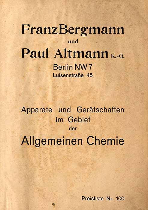 Franz Bergmann und Paul Altmann K.-G. Berlin NW7, Luisenstraße 45 ...