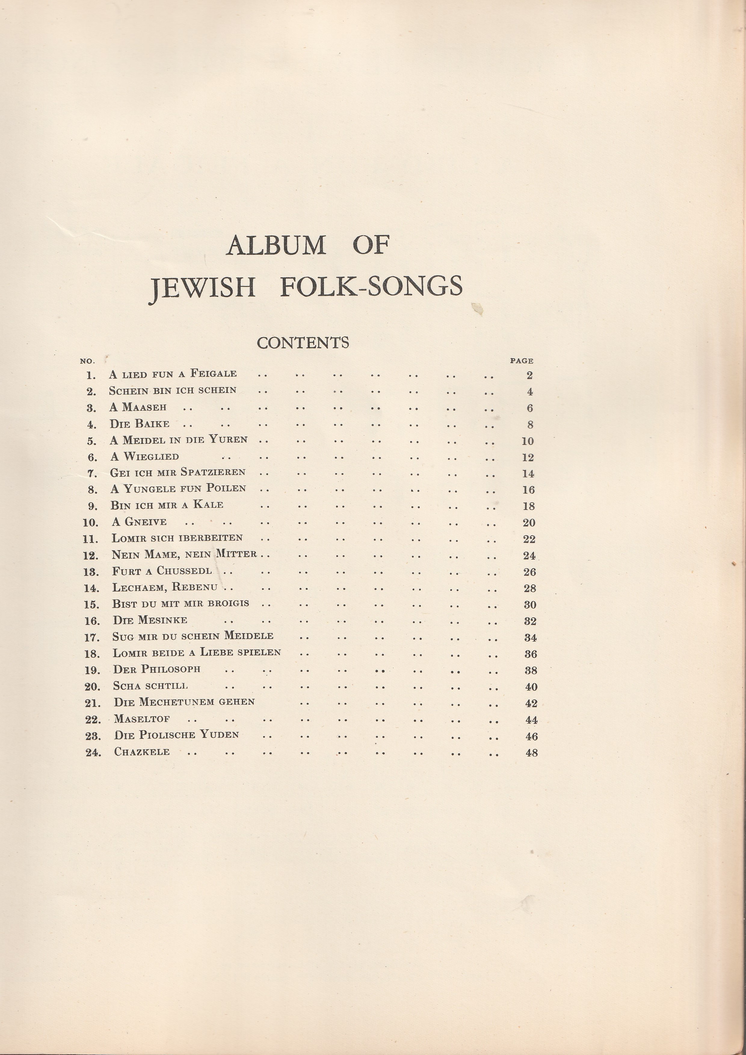 Album of Jewish Folk-Songs (The Jewish Life in Songs) Word and Music ...