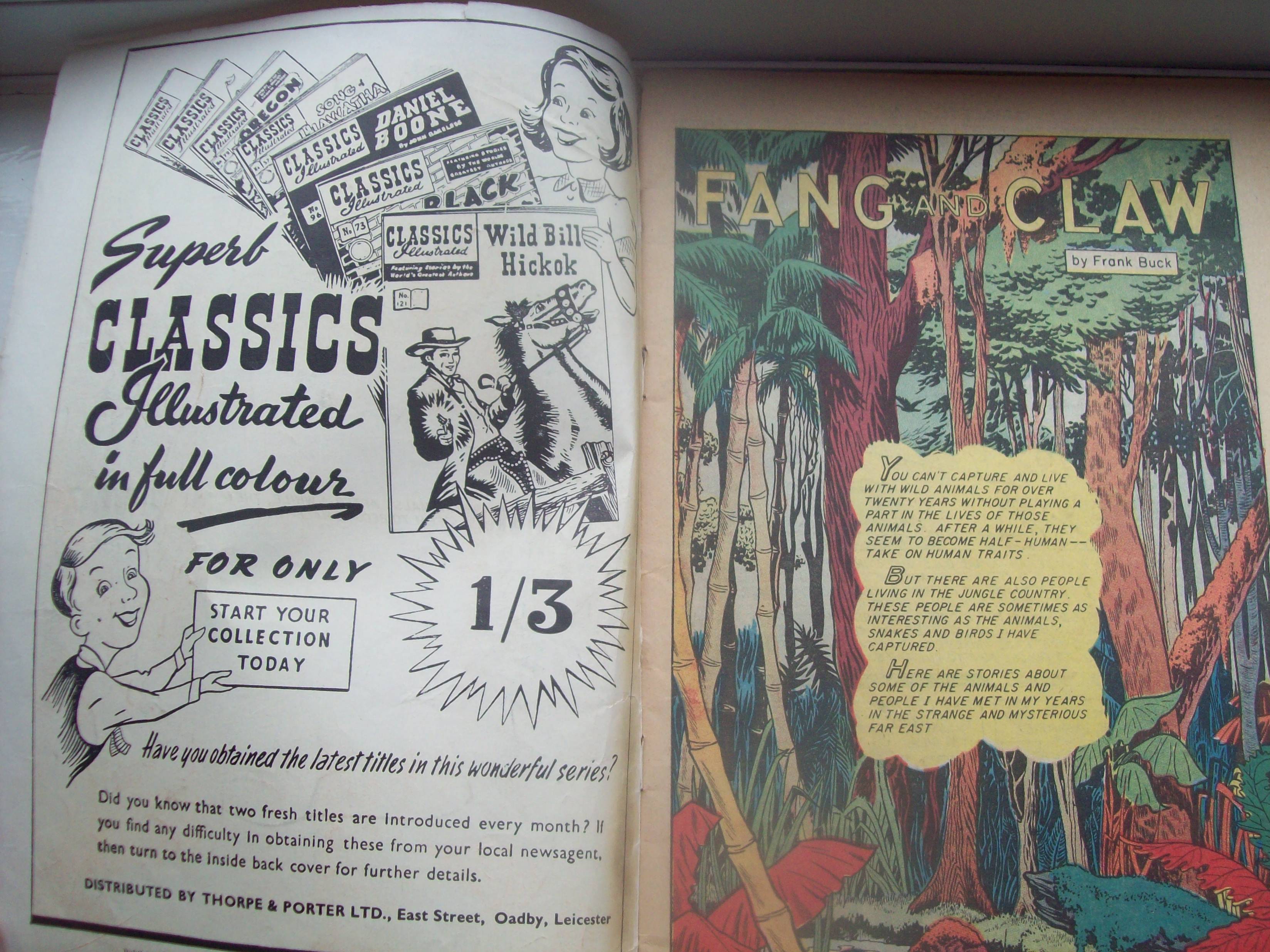 Classics Illustrated No. 123 'Fang and Claw' by Buck,Frank: Magazine ...
