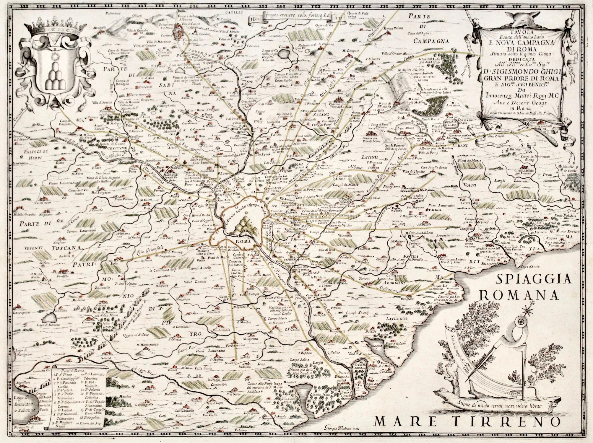 Tavola esatta dell'antico Lazio e nova campagna di Roma. by MATTEI ...