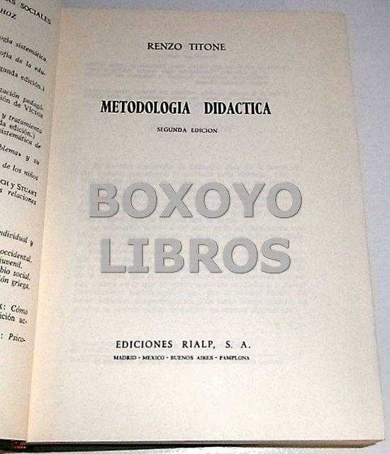 Metodología Didáctica de TITONE, Renzo: (1966) | Boxoyo Libros S.L.
