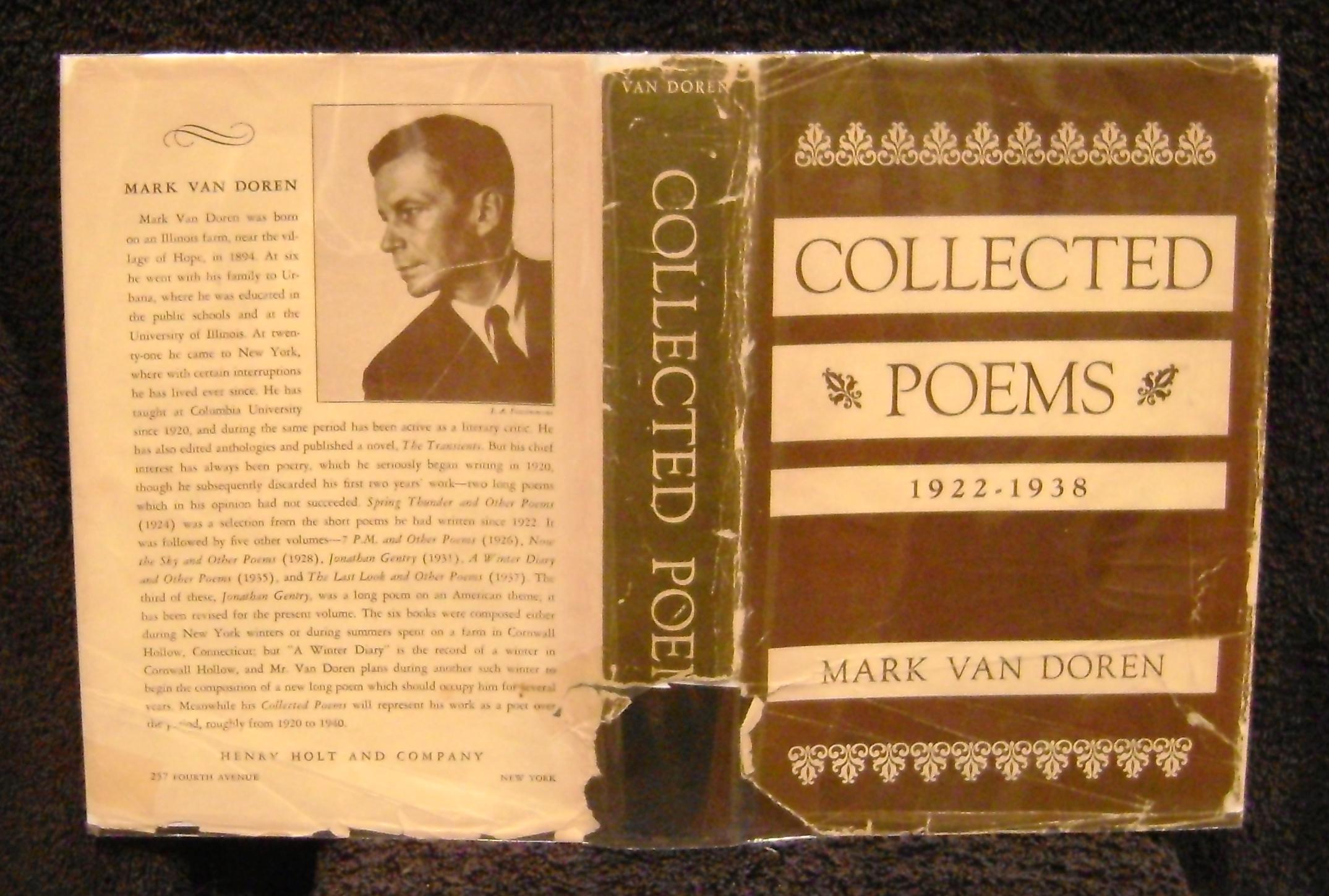 Collected Poems 1922 - 1938 by Van Doren, Mark: Near Fine Hardcover ...