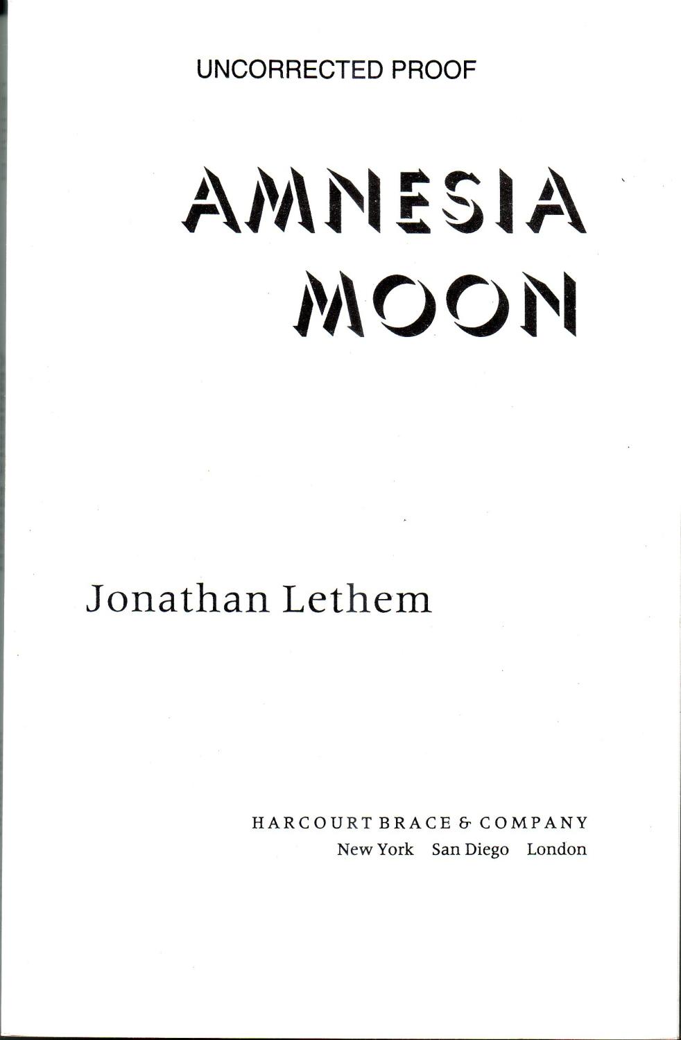 AMNESIA MOON. by LETHEM, Jonathan.: Fine Soft cover | Monroe Stahr Books