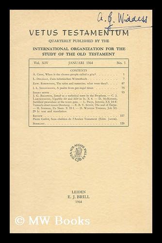 Vetus Testamentum : quarterly published by the International ...