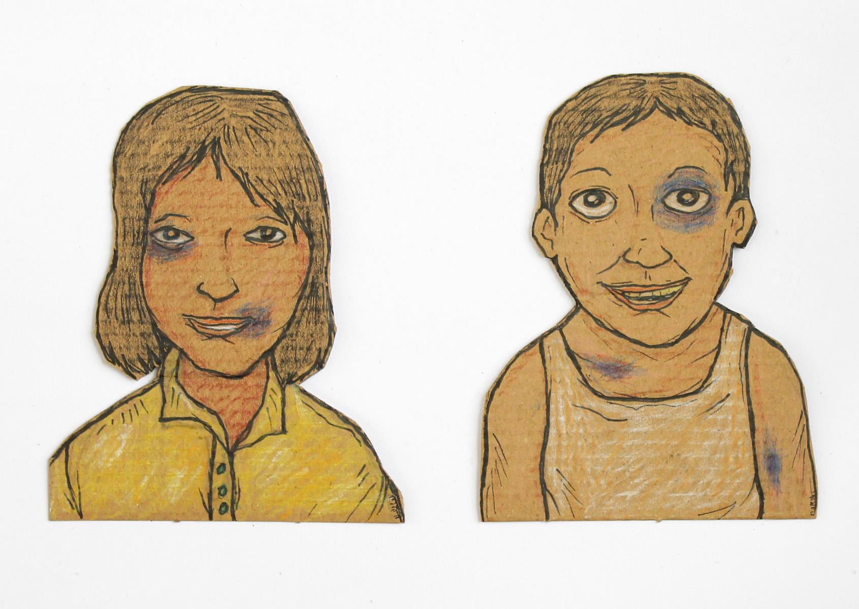 Fight couple : crayons de couleurs sur cartons découpés [dessin ...