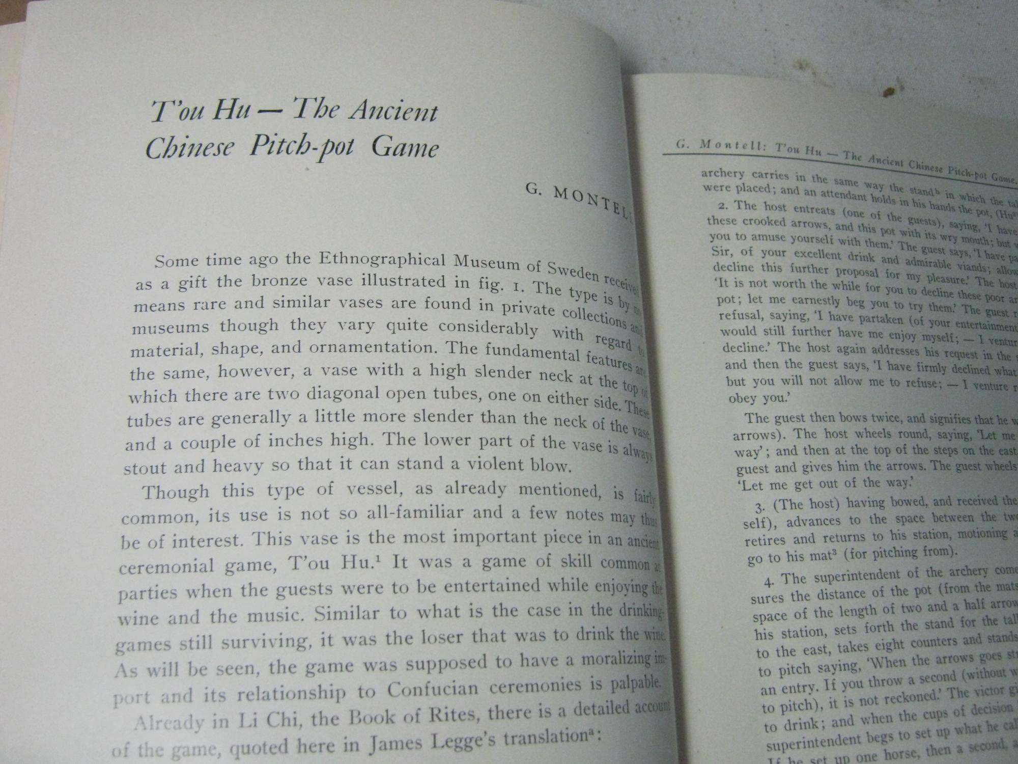 T'ou Hu - the Ancient Chinese Pitch-pot Game by Montell, G.: Fine ...