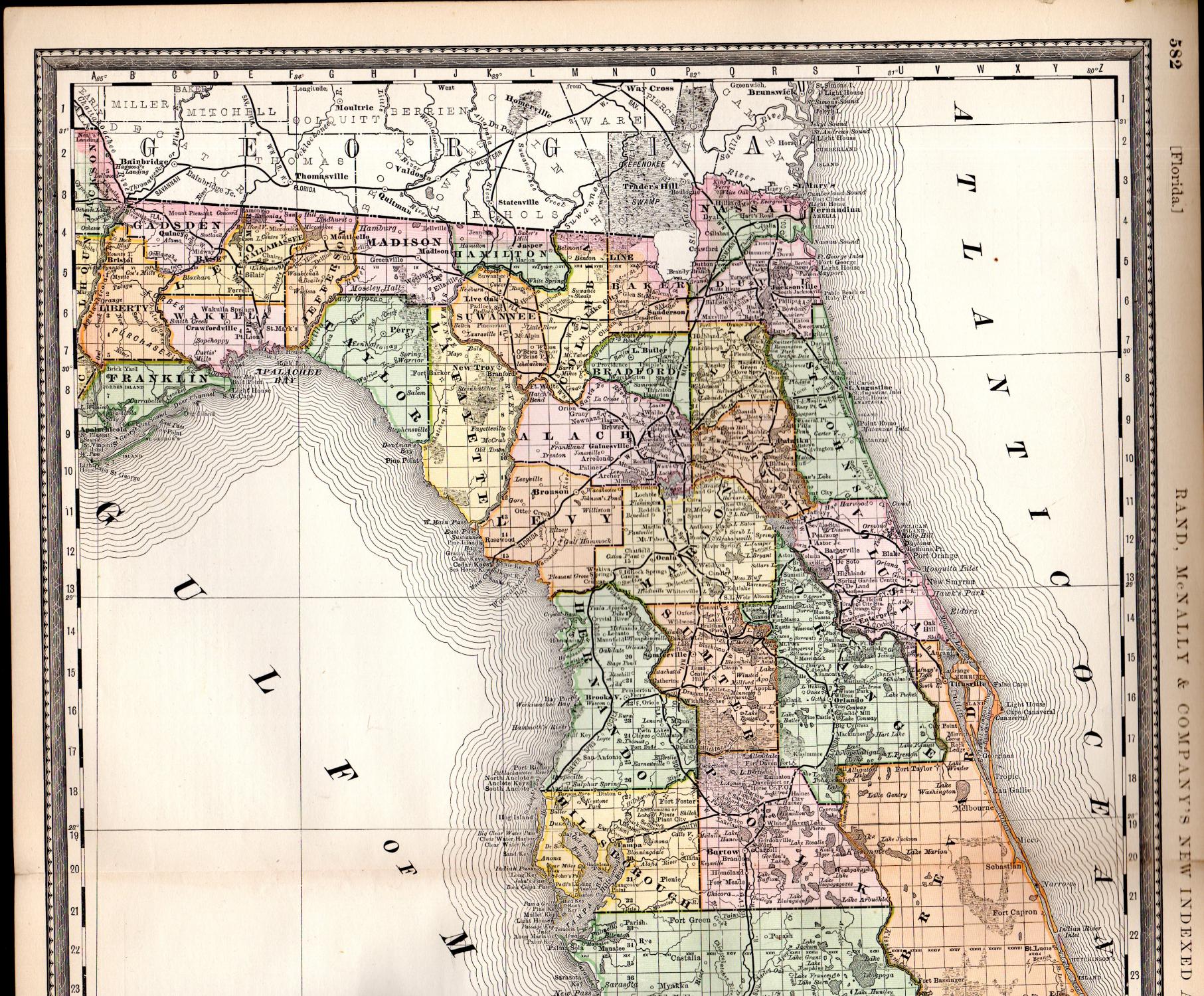 MAP: "Florida".from the New Indexed Atlas of the World by Rand McNally ...
