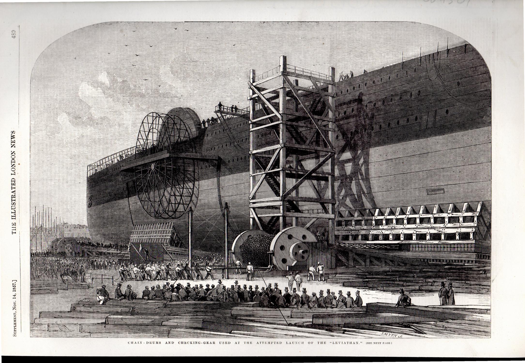 ENGRAVING: "Attempted Launch of the 'Leviathan''.engraving from The ...