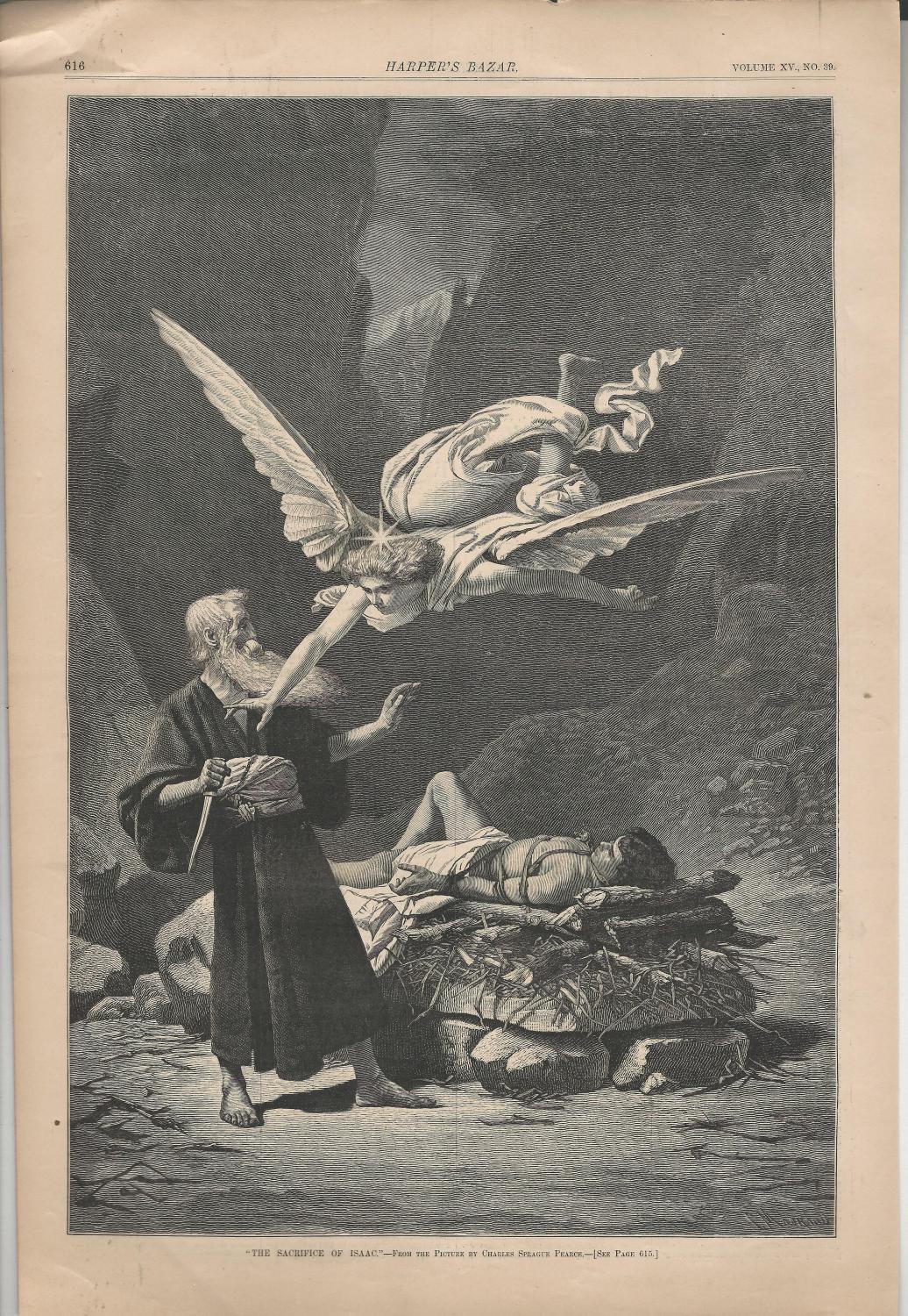ENGRAVING: 'The Sacrifice of Isaac' .engraving from picture by Charles ...