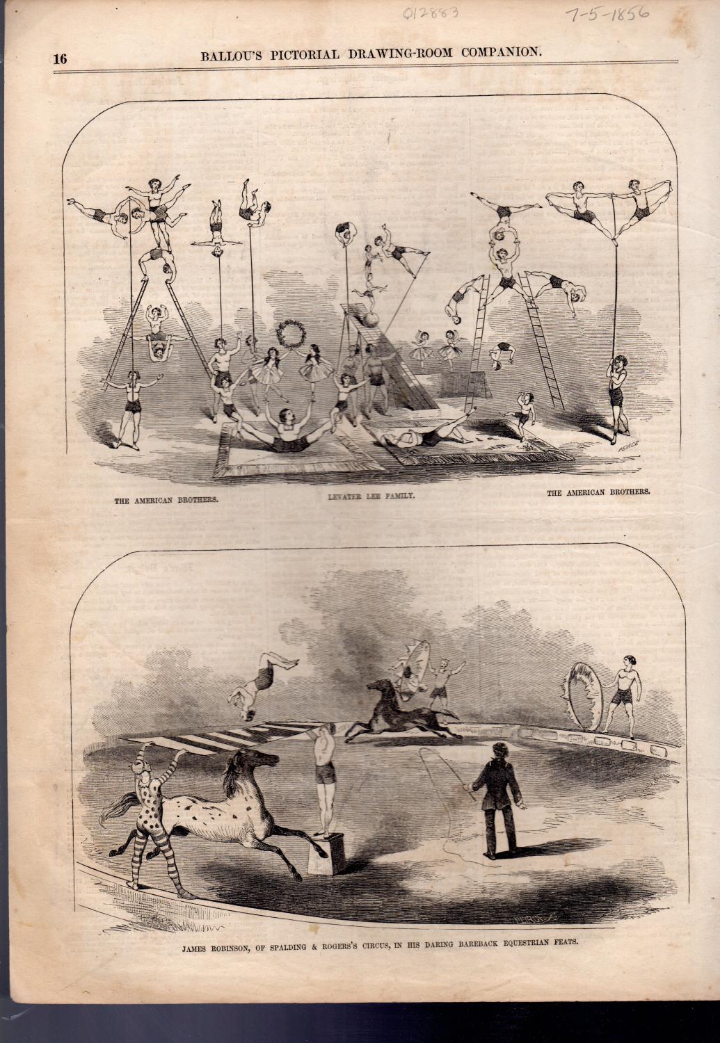 PRINT: 'Spaulding & Roger's Circus'. engravings from Ballou's Pictorial ...