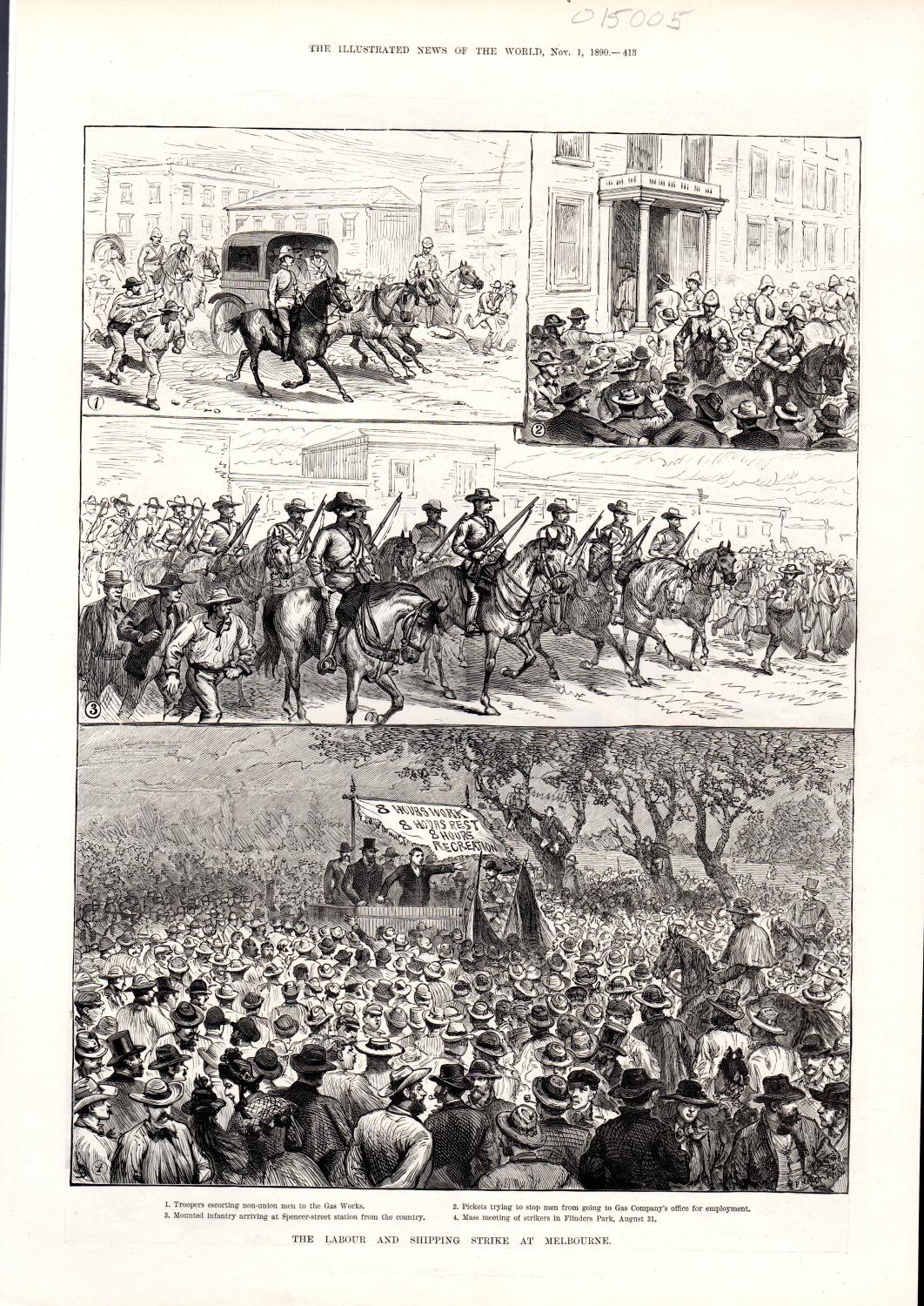 ENGRAVING:'The Labour and Shipping Strike at Melbourne'. from ...