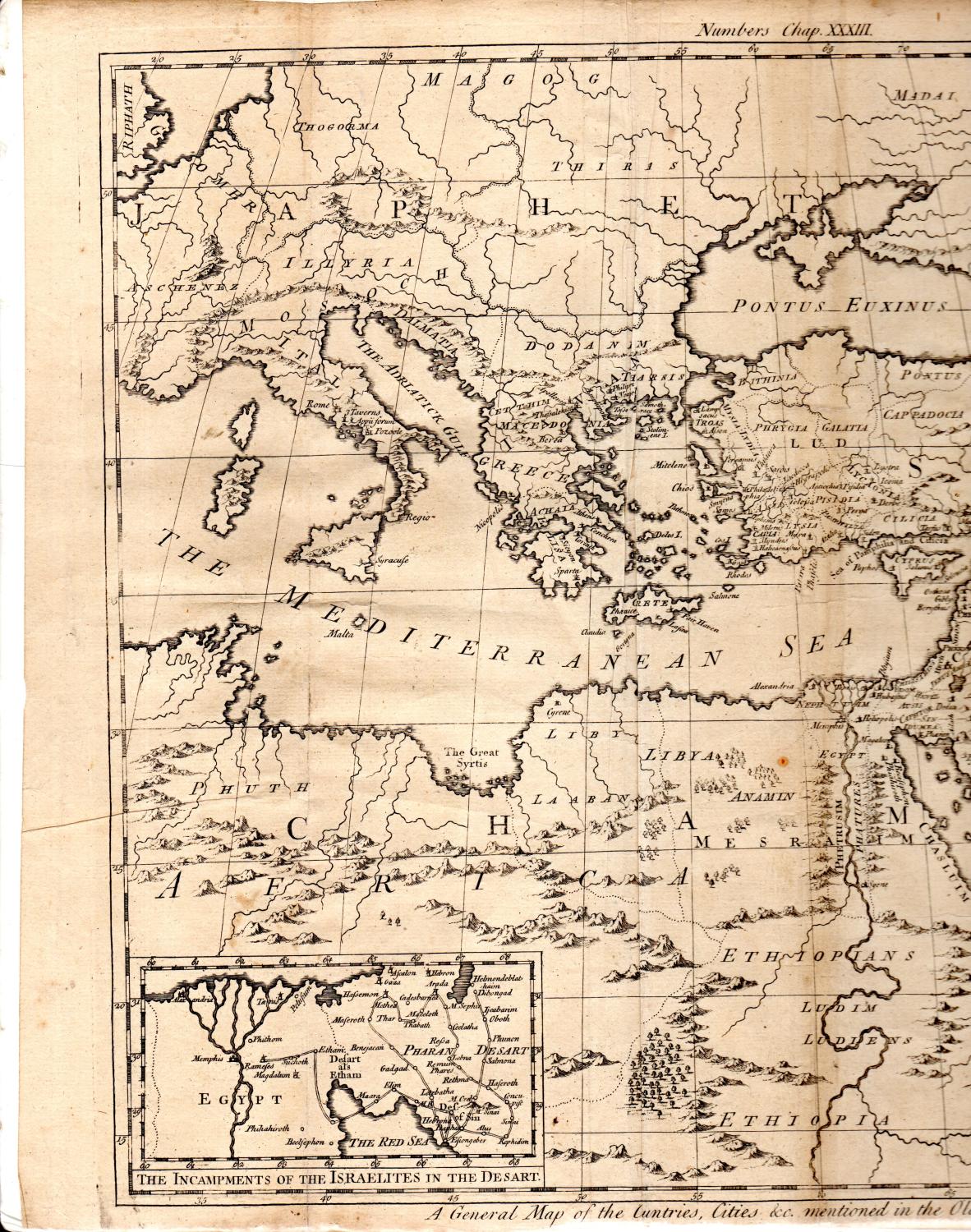 MAP: "A Map of the Sacred Geography".copperplate engraving of map from ...