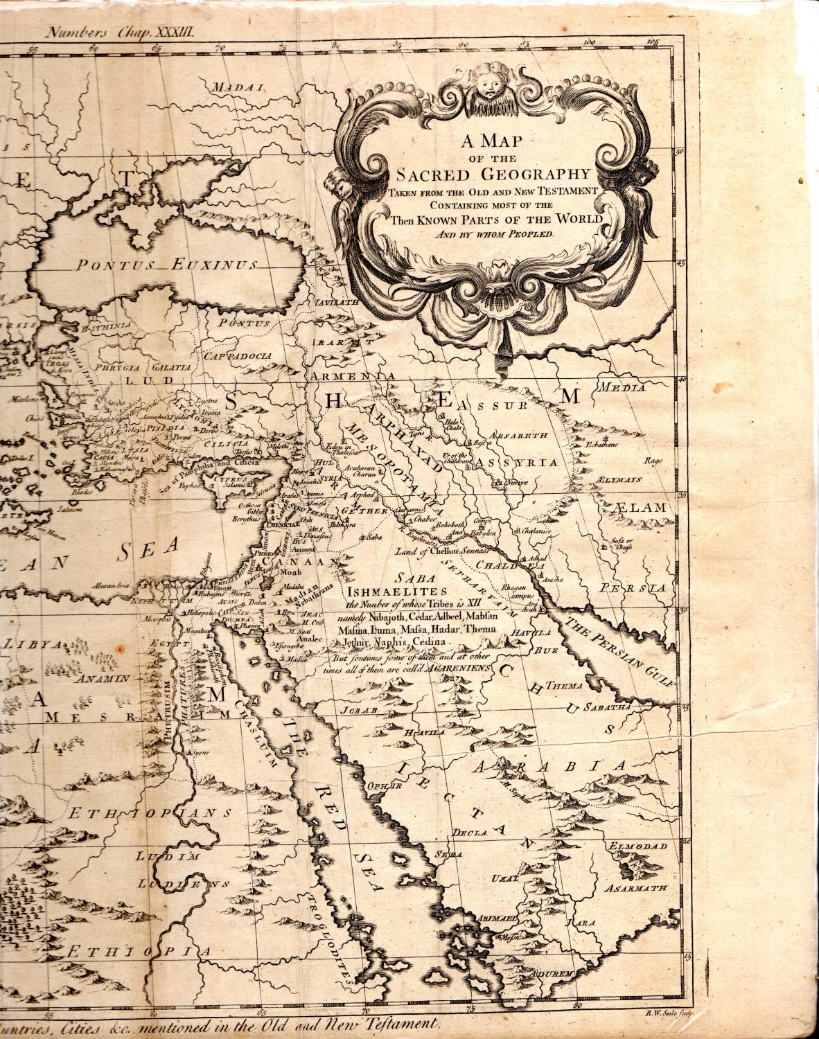 MAP: "A Map of the Sacred Geography".copperplate engraving of map from ...