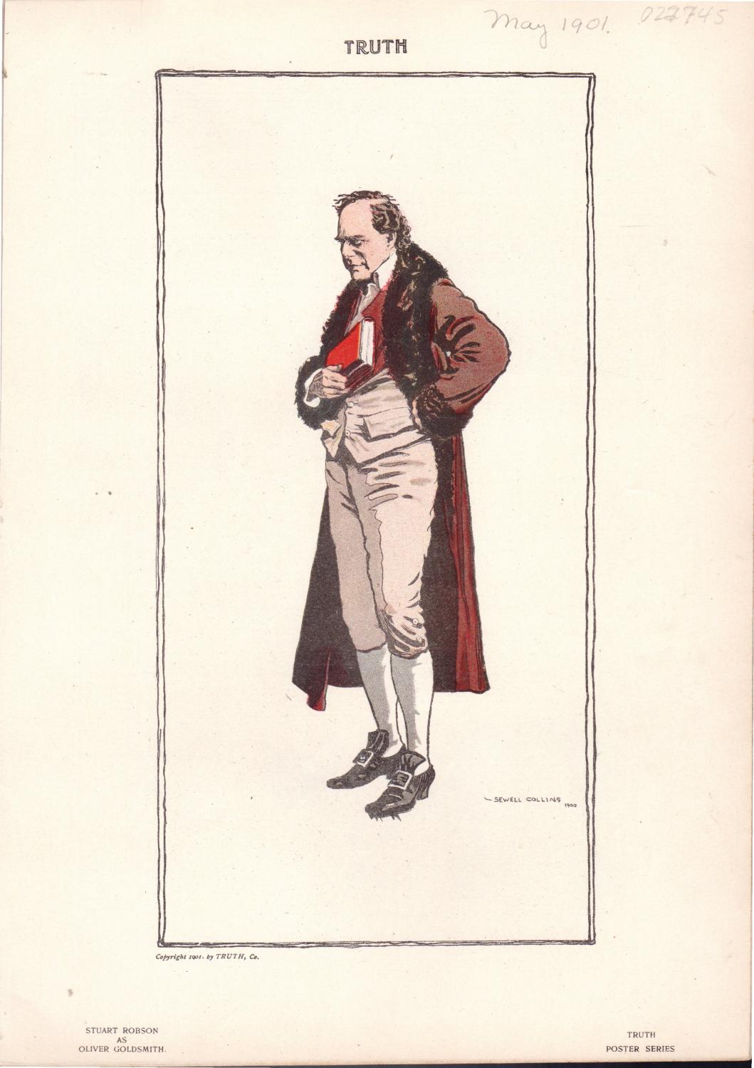 PRINT: "Stuart Robson as Oliver Goldsmith".colored lithograph from ...