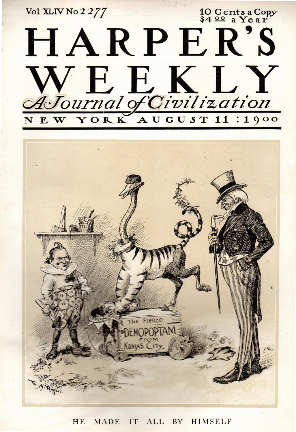ENGRAVING: 'He Made It All By Himself'.from Harper's Weekly, 8/11/1900 ...