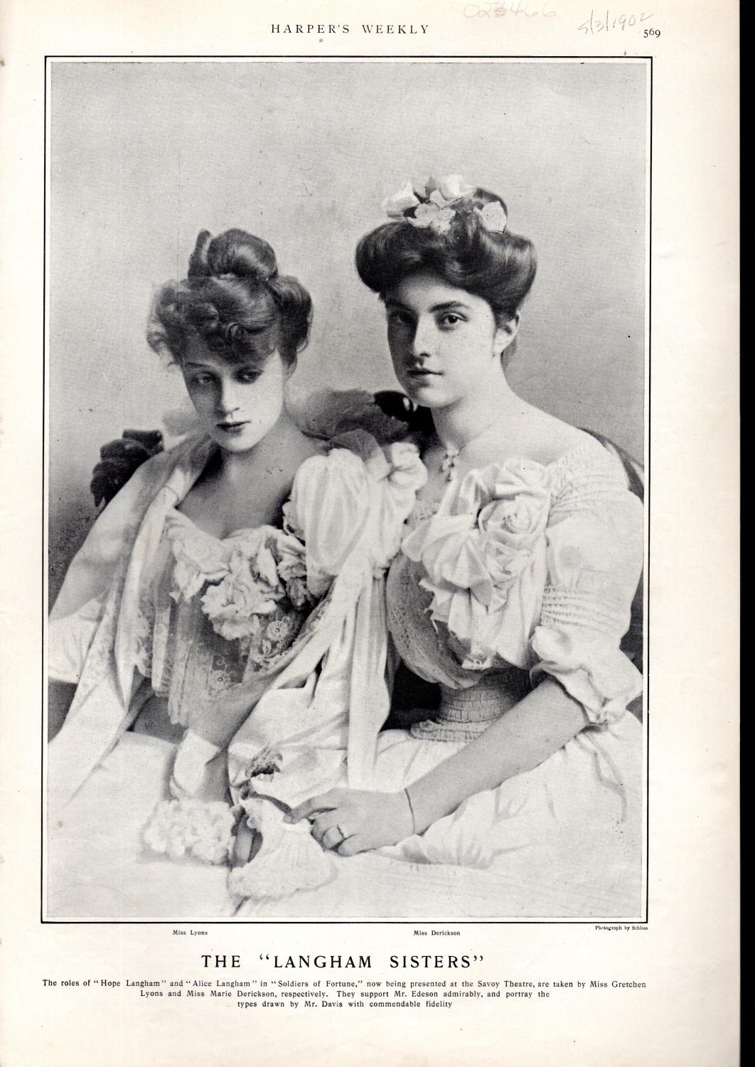 PRINT: 'The 'Langham Sisters''.photo from Harper's Weekly, May 3, 1902 ...