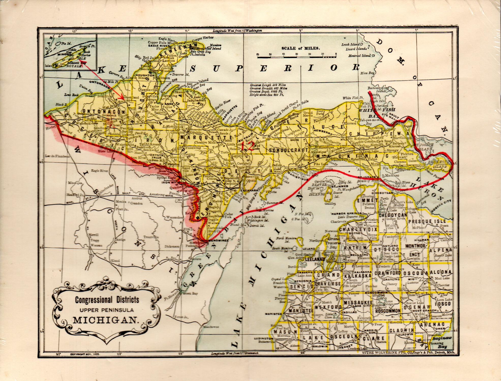 MAP: Congressional Districts Upper Peninsula Michigan'. by Wolverine ...