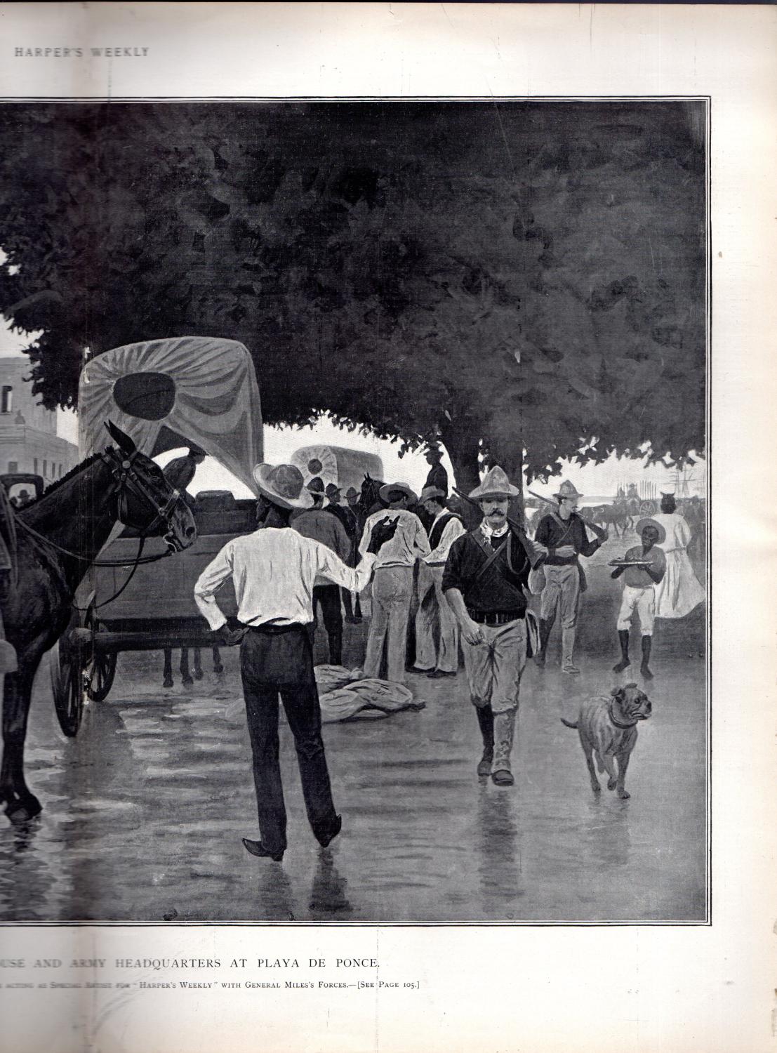 ENGRAVING: 'Puerto Rico-The Customs House & Army Headquarters at Playa ...