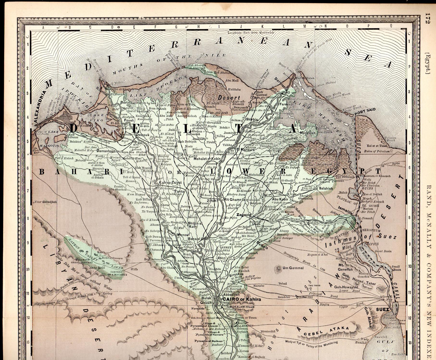 MAP: "Egypt" .from the New Indexed Atlas of the World by Rand McNally ...