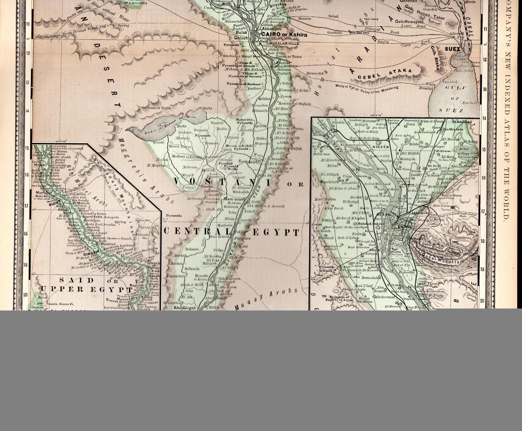 MAP: "Egypt" .from the New Indexed Atlas of the World by Rand McNally ...