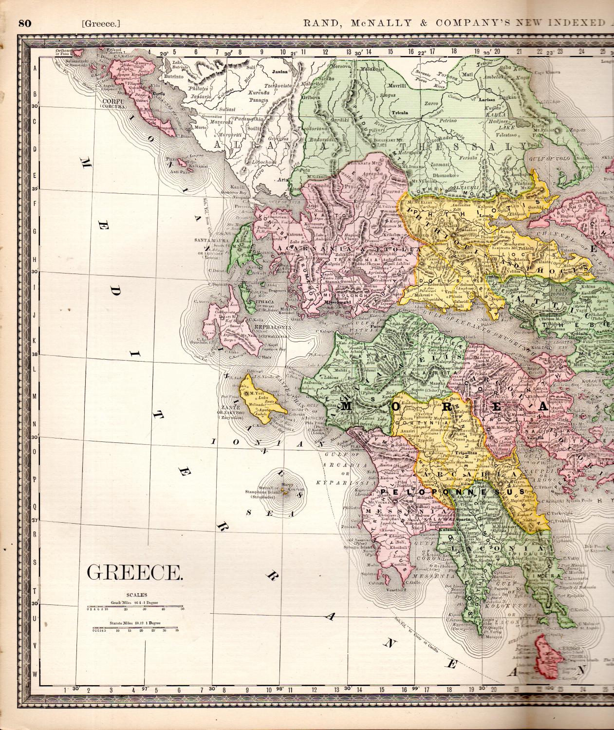 MAP: "Greece".from the New Indexed Atlas of the World by Rand McNally ...