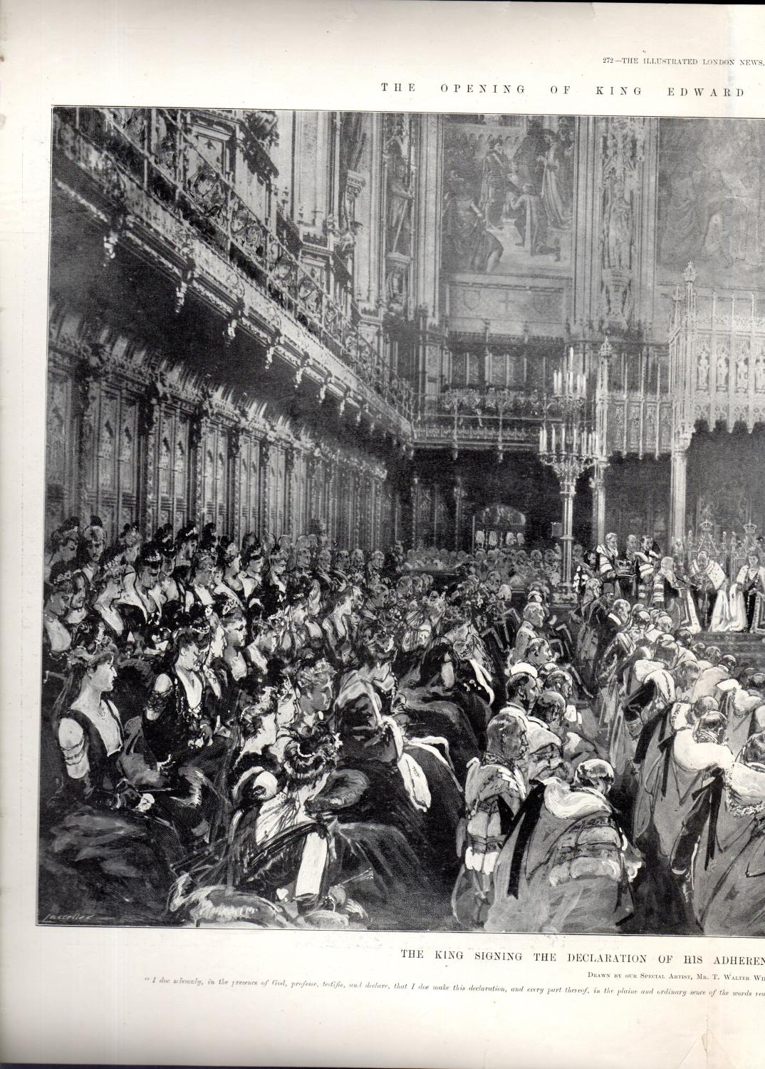 ENGRAVING: "Opening of King Edward VII's First Parliament" .from The ...