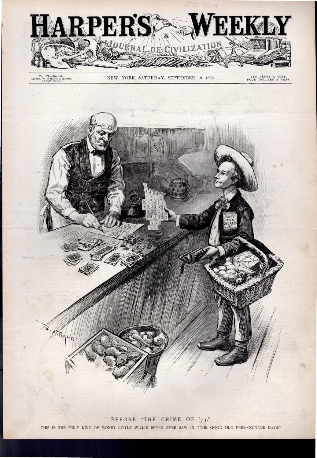 ENGRAVING: "Before the Crime of '73".engraving from Harper's Weekly ...