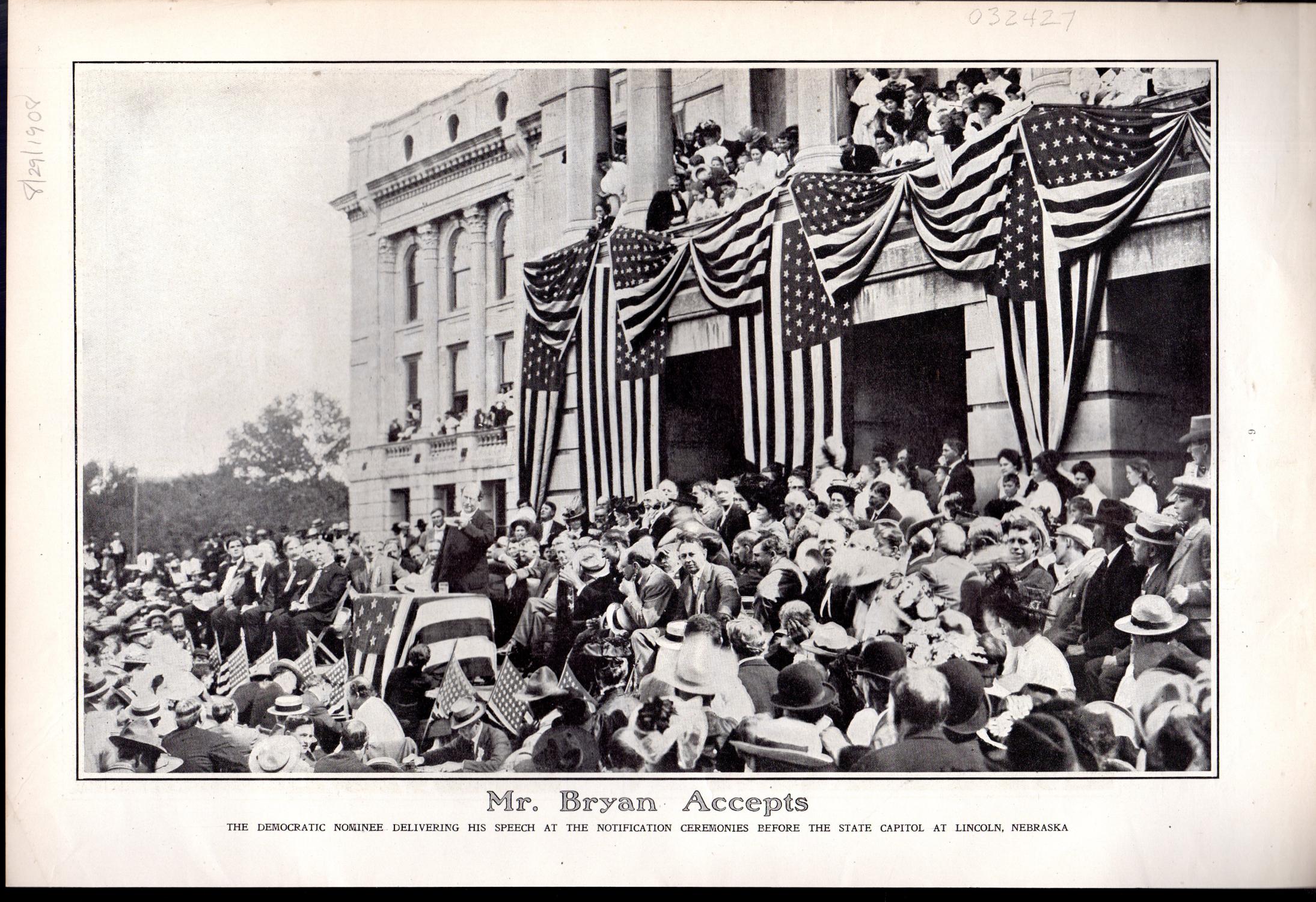 PRINT: 'Mr. Bryan Accepts'.photo from Harper's Weekly 8/29/1908 par ...