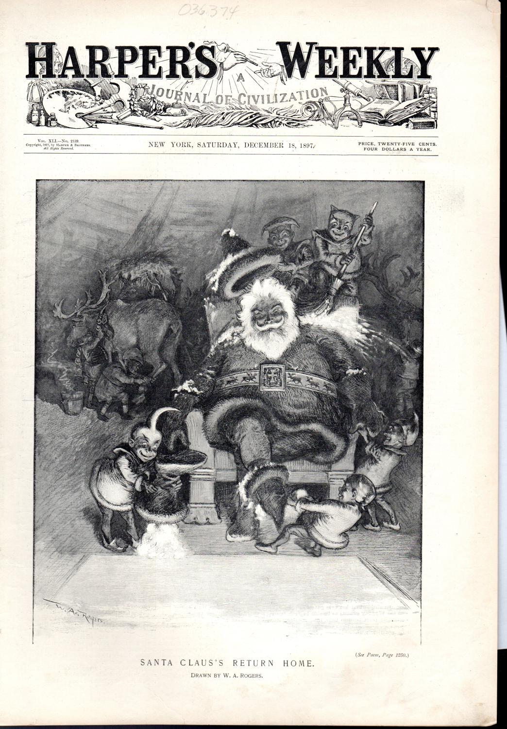 ENGRAVING: 'Santa Claus's Return Home'.engraving from Harper's Weekly ...