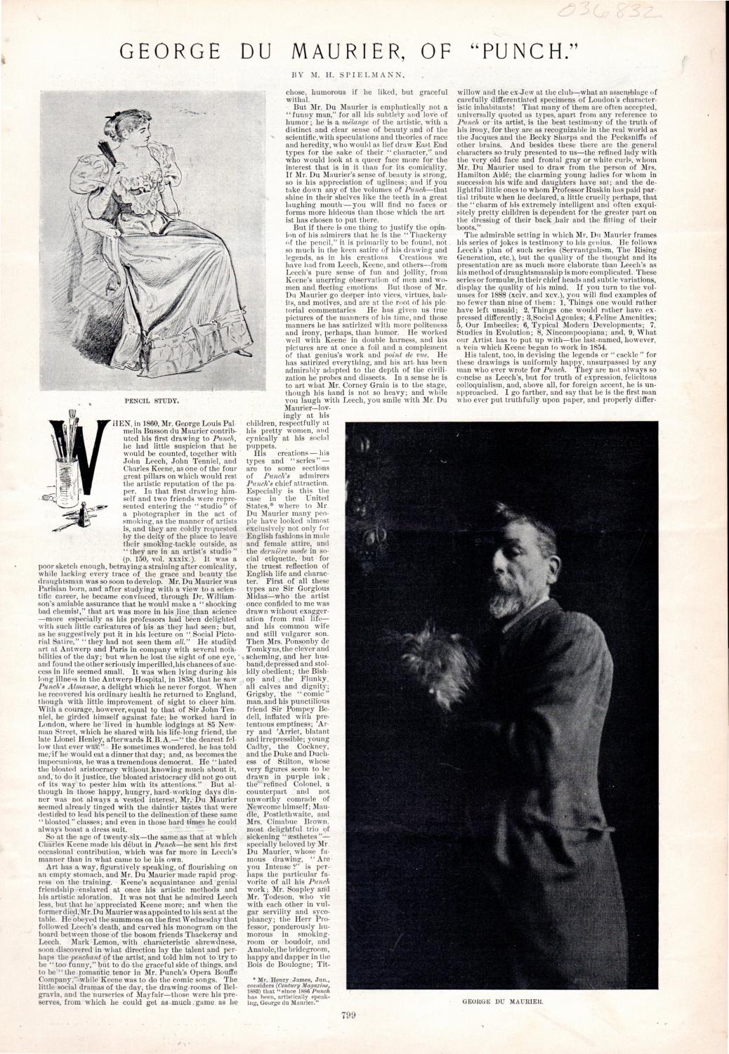 PRINT: 'George Du Maurier, or PUNCH' . engraving from Harper's Weekly ...