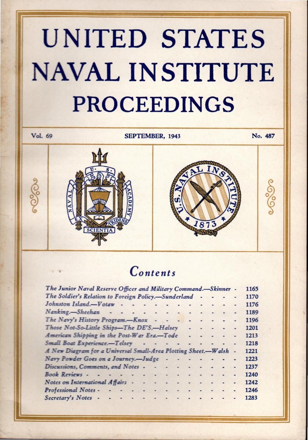 United States Naval Institute Proceedings: September, 1943 de United ...