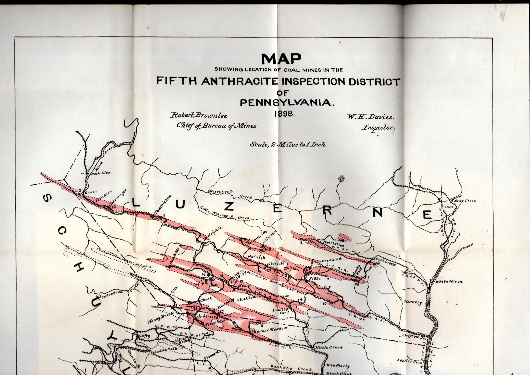 MAP:"Fifth Anthracite Inspection District of Pennsylvania, 1898 by ...